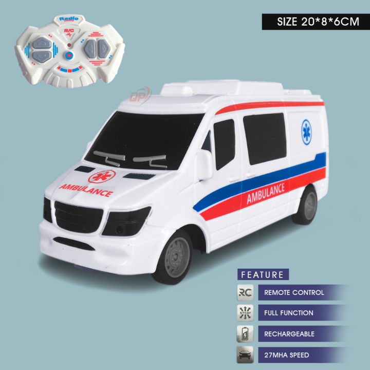 Rechargeable RC Ambulance Kids Remote Control Ambulance 27MHz Speed ...