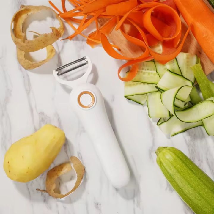 Safety Rechargeable Electric Vegetable Peeler with 3 Cutter Heads ...