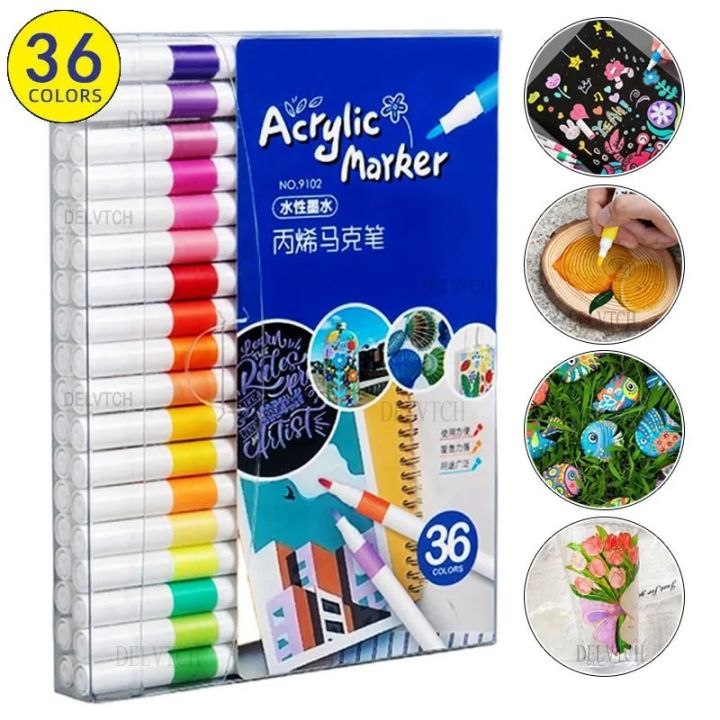 12/24/36 Color Acrylic Paint Art Marker Pen DIY Painting Drawing For ...