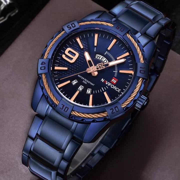 Naviforce Blue Stainless Steel Watch | Daraz.lk