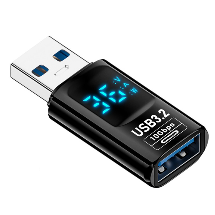 1PCS Digital LED Display USB 3.2 Adapter 10Gbps 36-60W Power Meter ...