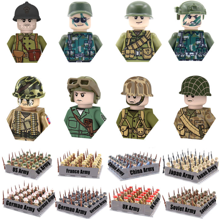 WW2 24pcs/Lot Military Soldiers Building Blocks Set s Soviet US UK ...