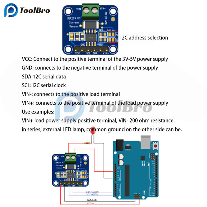 Ina219 Dc Current Sensor Meter Module Bi-Directional Power Supply ...