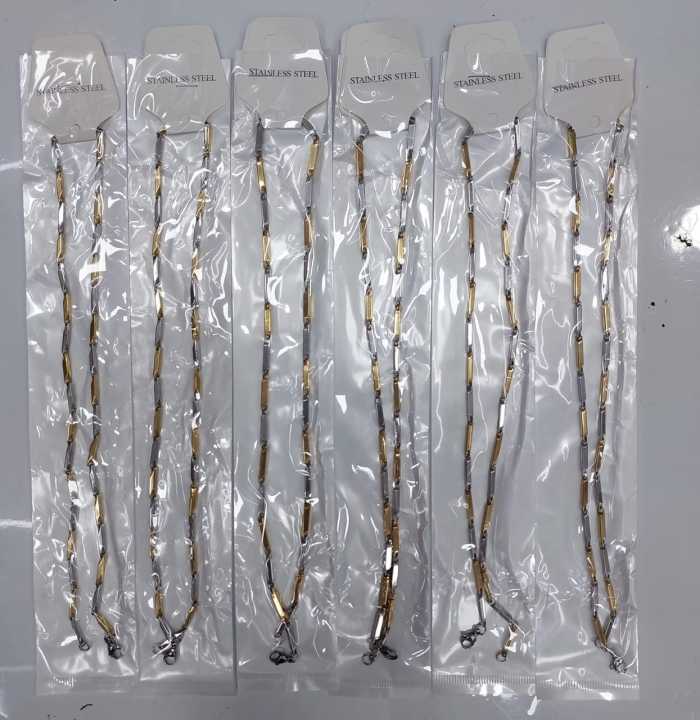 Two Tone Color Stainless Steel V Cut Chains For Men | Daraz.lk