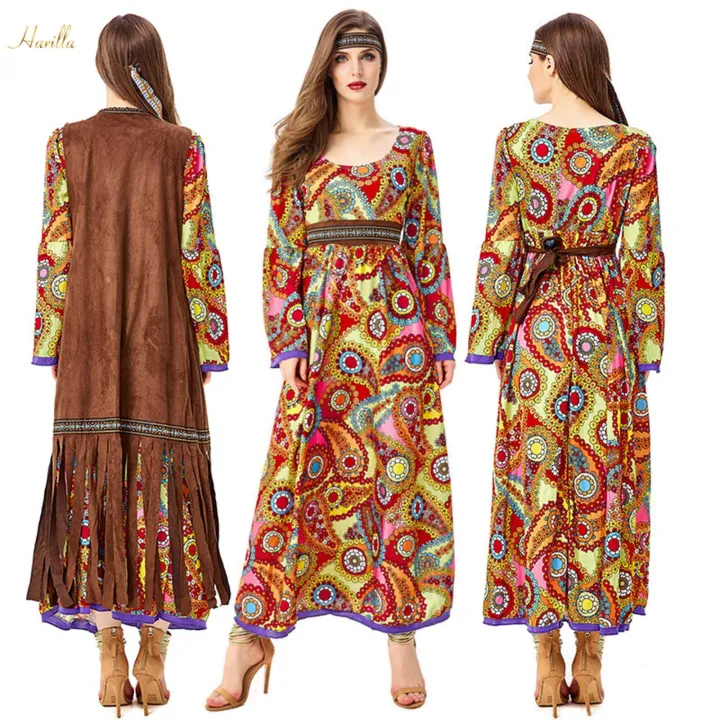 Hippie Costume Women Girls 60S 70S Disco Outfit for Halloween Disco ...