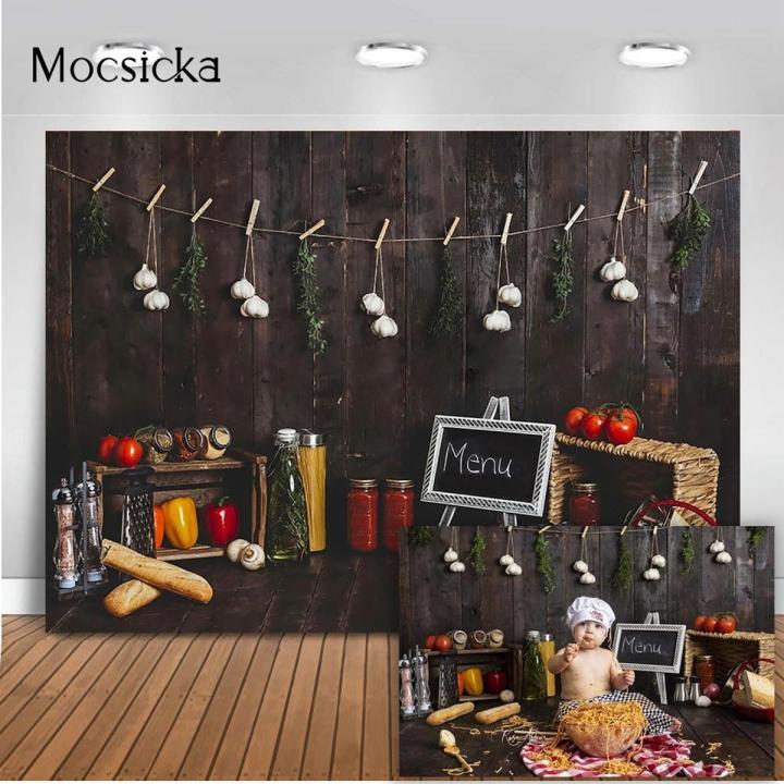 Menu Cook Kitchen Baby Photo Shoot Backdrop Smash Little Chef Photo ...