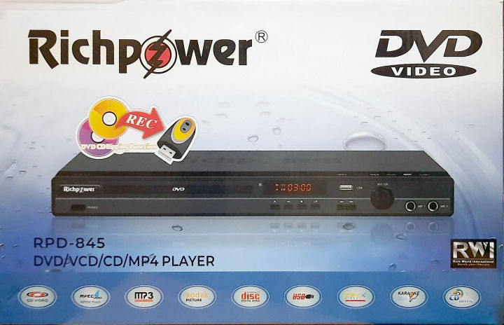 Richpowr DVD/VCD/CD/MP4 Player with DVD CD Ripping Function & Karaoke ...