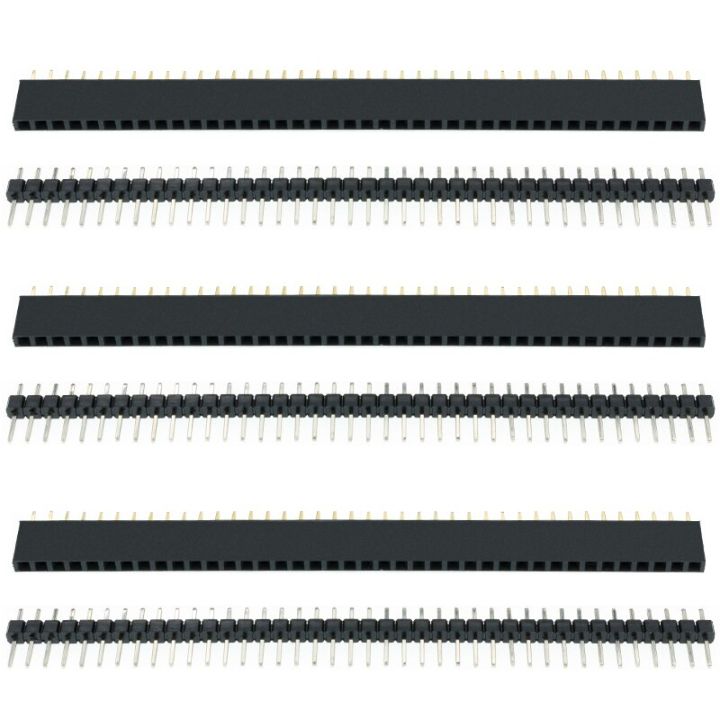 10pcs 1x40Pin 2.54mm Single Row Female + 10pcs 1x40 Male Pin Header ...
