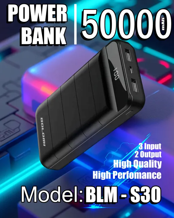 BOLOMI 50,000mAh Power Bank Fast Charging | 3 Inputs (Micro+Type-C ...