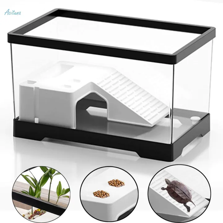 Turtle Tank Box Basking Ramp Hideout Tortoise Enclosure Starter Indoor ...