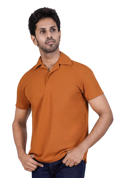 SIGNATURE V NECK ORANGE COLOR POLO T-SHIRT | Daraz.lk