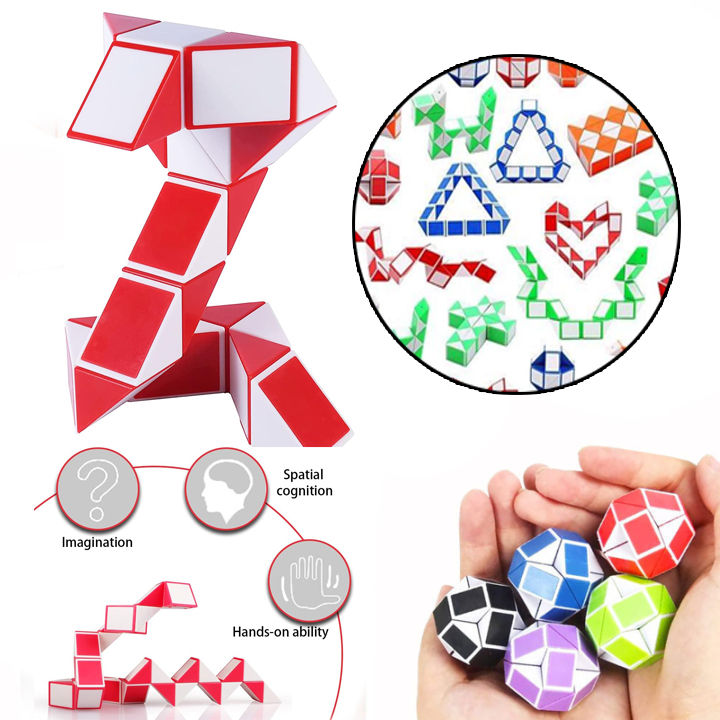 KidsPark Quick Strap Rubbic Cube Toy 24 Pieces Swivel Magic Ruler for ...