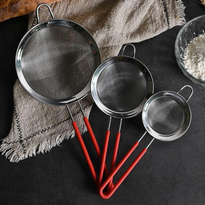 Cocoa Powder Kitchen Stainless Steel Silicone Handle Fine Mesh Strainer ...
