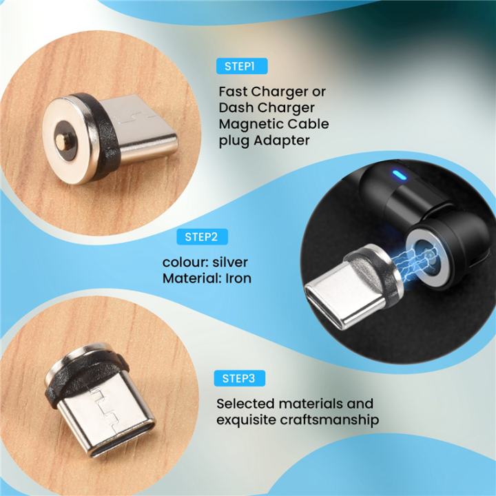 10PC/SET Round Magnetic Cable Plug 8 Pin Type-C Plugs Fast Charging ...