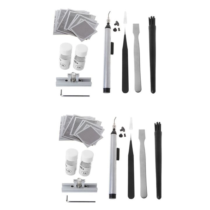 2X BGA Reballing Directly Heat Stencils Solder Paste Tin Balls Station ...