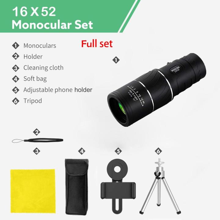 S F HD Portable Scope 16x52 Dual Focus Monocular Telescope Hunting ...