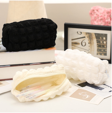 Ins Style Fabric Pencil Case Creative Cream Puff Student Pencil Bag ...