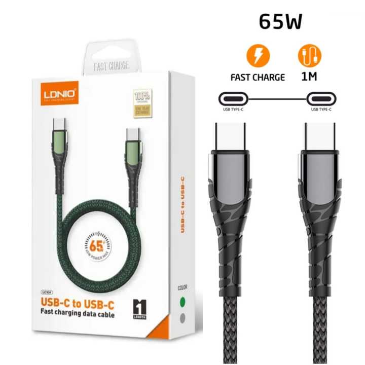 LDNIO USB-C TO USB-C 65W FAST CHARGING DATA CABLE 1M LC101 | Daraz.lk