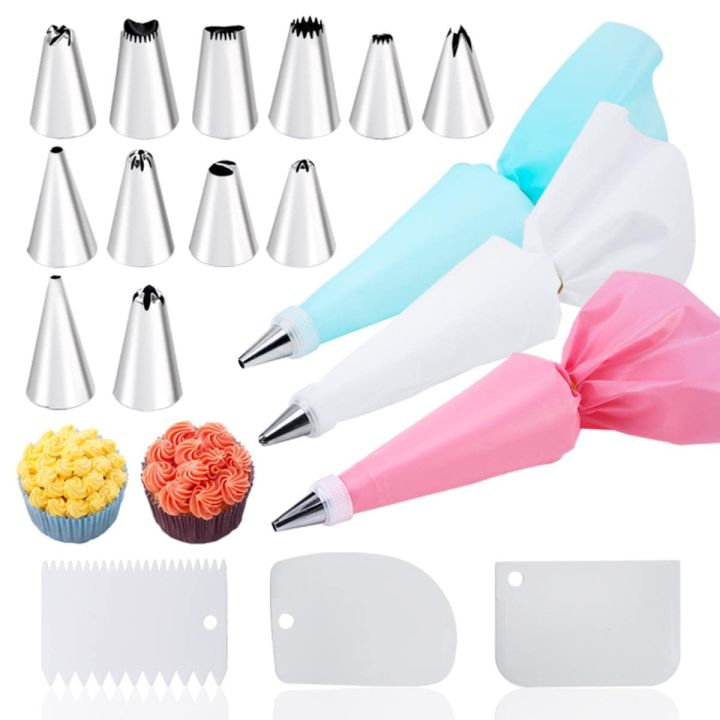 Cake Icing Nozzle Set With Coupler 8-24 Pcs - Stainless Steel ...