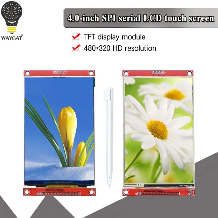 WAVGAT 4.0 inch LCD 480*320 MCU SPI Serial TFT LCD Module Display Screen with Touch Panel Build ...