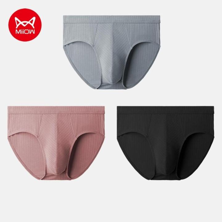 MiiOW 3Pcs 50 Count Combed Cotton Unidirectional Wet Crotch Men's Boxer Underwear Men Underwear ...