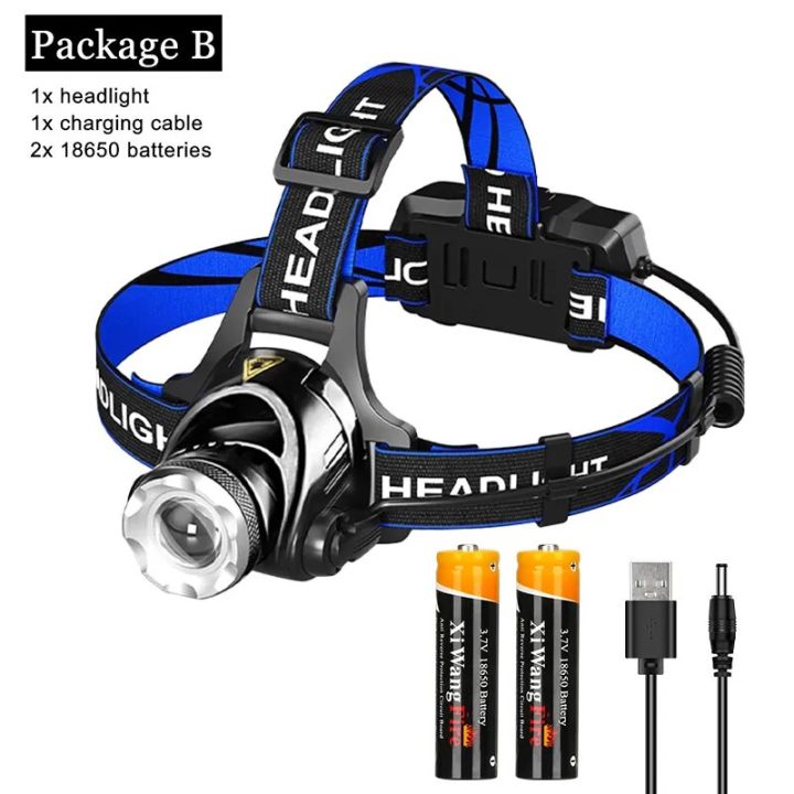 Super Bright Infrared Sensor LED Headlamp with USB Rechargeable T6 Head ...