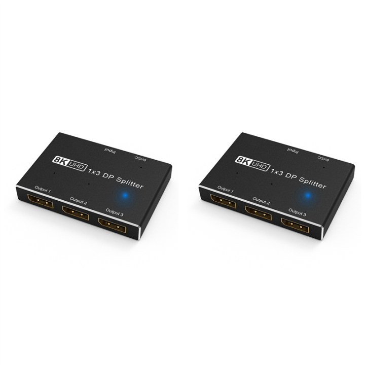 2X Displayport 8K 1X3 DP Splitter 8K60Hz 4K120Hzz MST Hub Multi Monitor ...