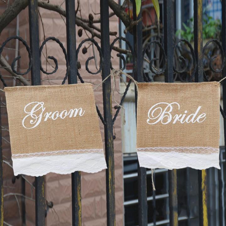 Chair Flag Washable Wedding Banquet Groom Bride Dining Chair Flag with ...