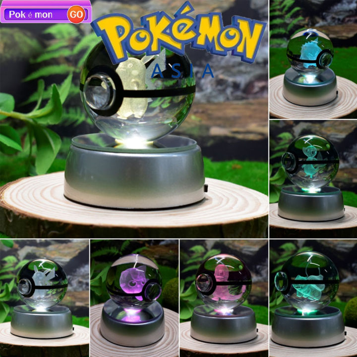 2024 Pokemon cartoon 3D Crystal Ball Pikachu Gengar Mew Mewtwo LED ...
