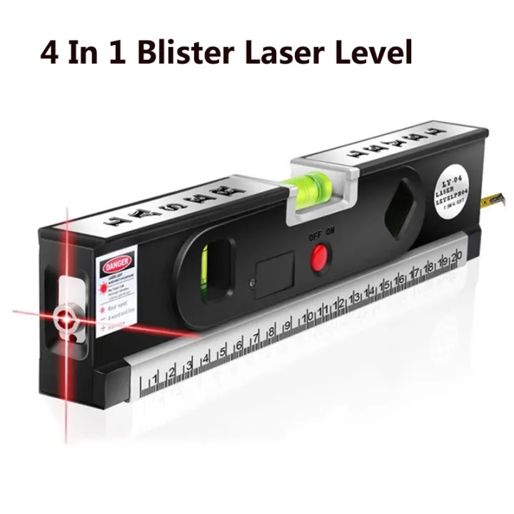 4 In 1 Blister Laser Levels Horizon Vertical Measuring Tape Aligner ...