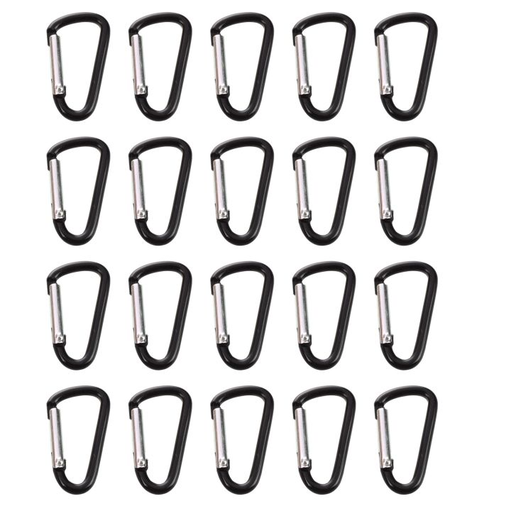 20 Pcs Black D Shaped Aluminum Alloy Snap Clip Key Chain Carabiner Hook ...