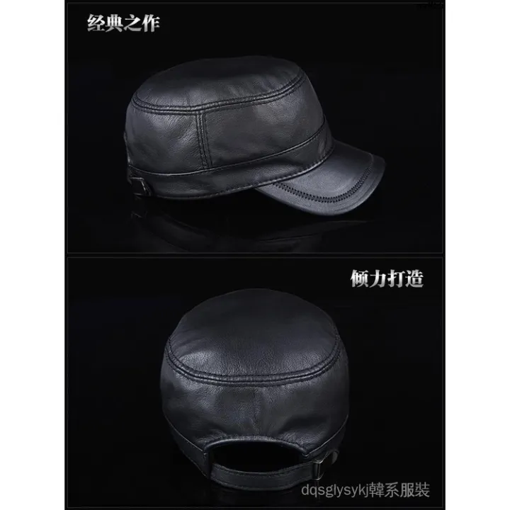 Youth Men's Flat Baseball Cap Middle-Aged and Elderly Genuine Sheep ...