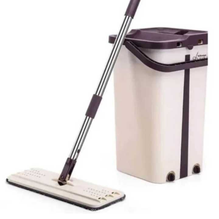 SCRATCH Cleaning Mop with Bucket Hands-Free Microfiber Flat Spin Mop ...