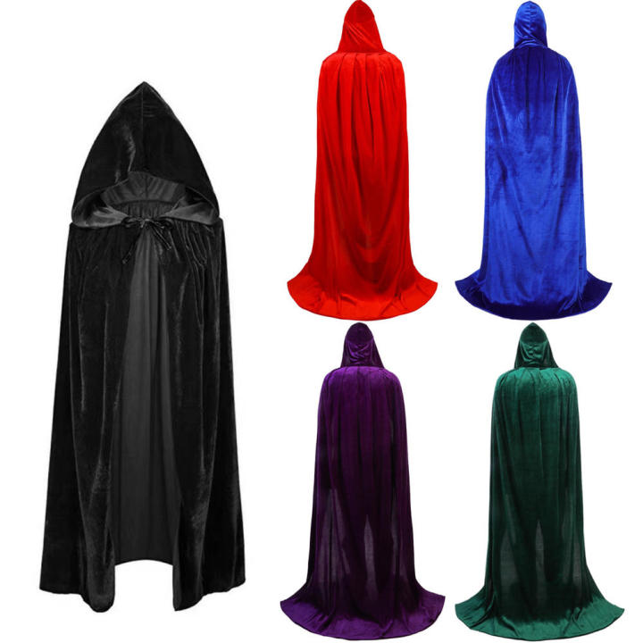 Capes Halloween Costume Vampire Velvet Hooded Cosplay Long Robe Long ...