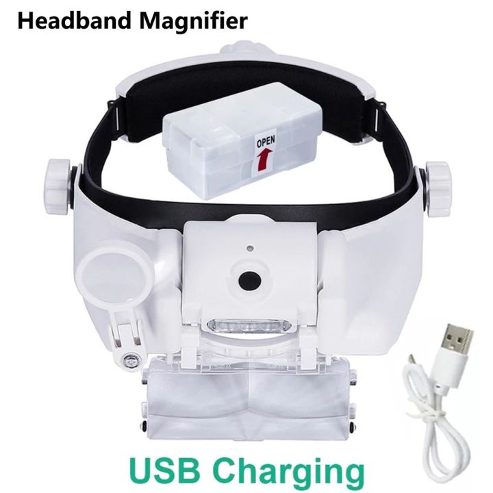 Professional Jeweler LED Lighting Lamp Headband Magnifier Repair ...