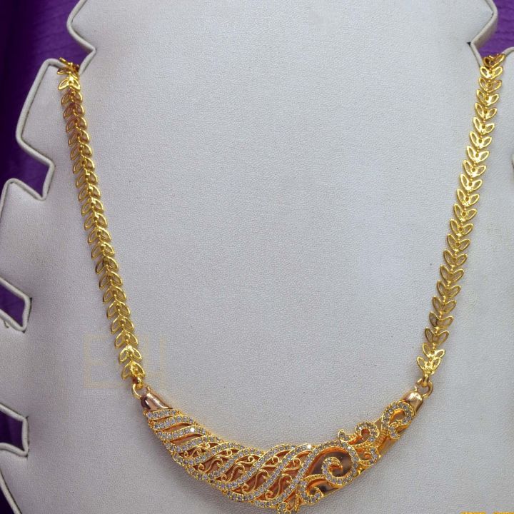Gold Plated Traditional Bridal Sawadi Pendant With 04MM Open leaf Chain ...