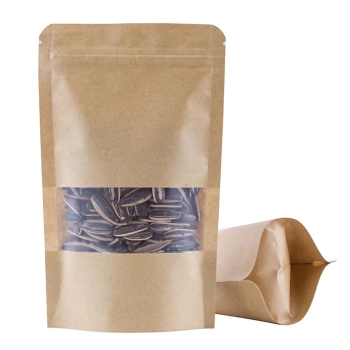 zip lock bags 100 Pcs/Lot Kraft Paper Bags with Windows Stand Up ...