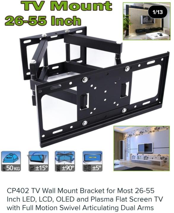 TV Wall Mount Bracket for Most 26-55 Inch LED, LCD, OLED and Plasma Flat Screen TV with Full ...