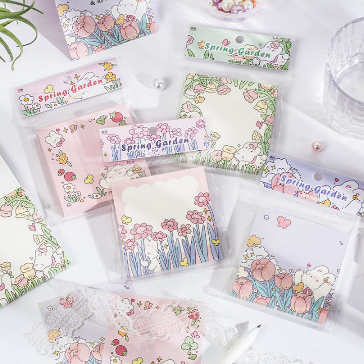 100 Square Notes, Spring Garden Series, Fresh And Artistic Flowers ...
