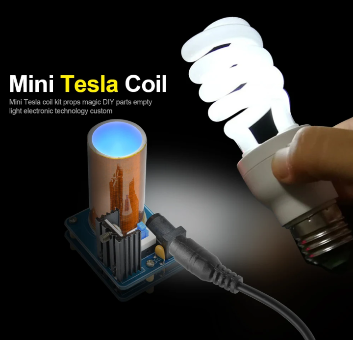BD243 Mini Tesla Coil Kit Magic Props DIY Parts Empty Lights Technology ...
