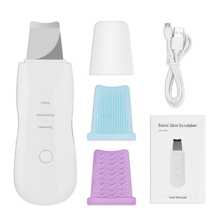 NEW Ultrasonic Skin Scrubber Facial Spatula Blackhead Remover Deep ...