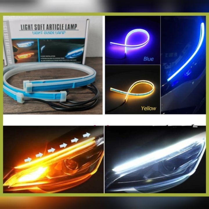 2pcs 60cm thin Car Led Hose Light Guide Strip Daytime Light Turn Signal ...
