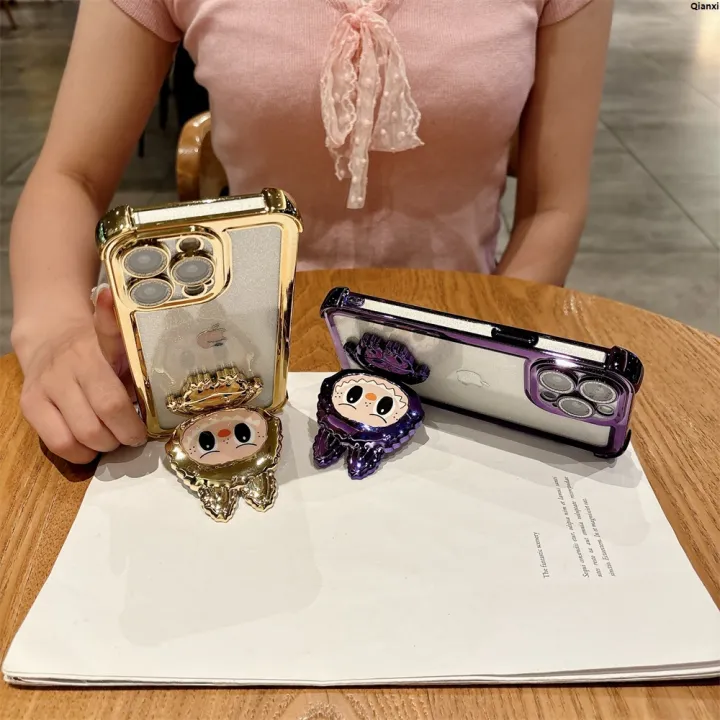 QianxiOriginal 3D Cute Doll Labubu Mirror Stand Holder Phone Case For ...