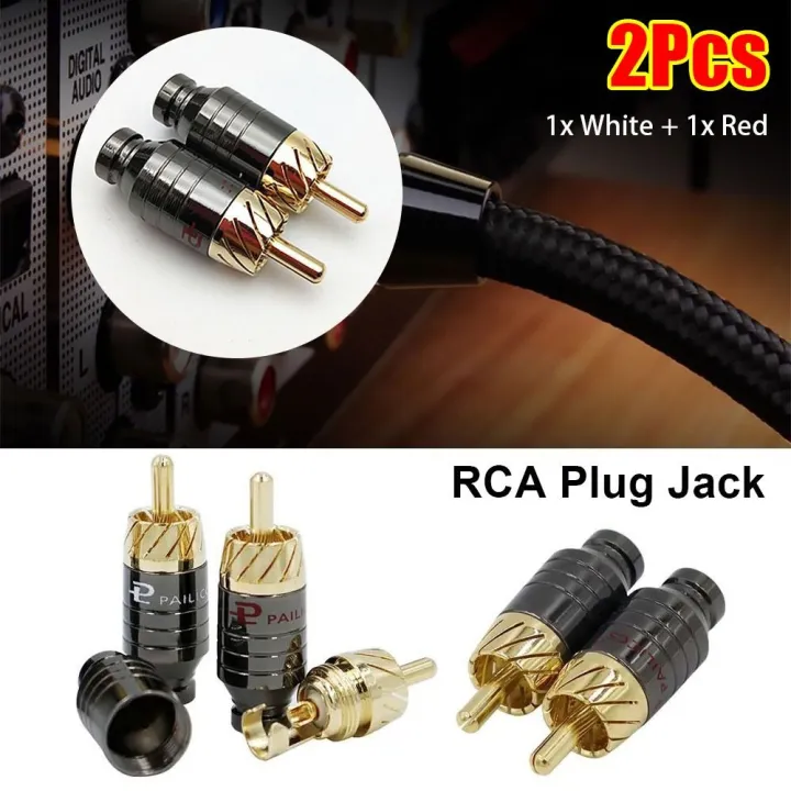 2Pcs New Gold Plated Earphone Connector Jack Soldering AV Plug RCA Plug Jack Luxury RCA Lotus ...