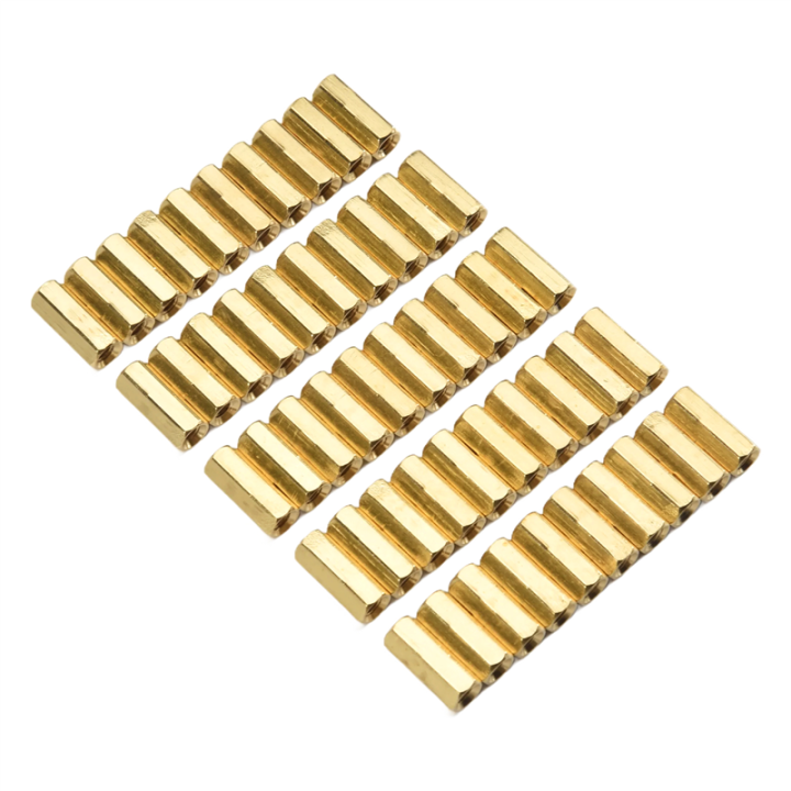12mm Long Metal Hexagonal M3 Female Thread PCB Standoff Spacers 50 Pcs ...
