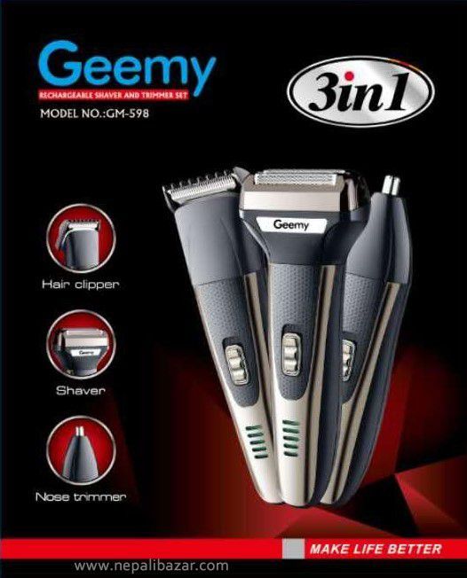 3in1 Geemy 598 adjustable professional hair trimmer for men electric ...