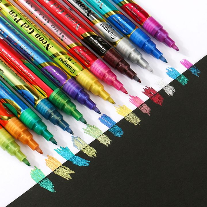 【Hot】 12 Colors Glitter Highlighter Pen Markers Kid Graffiti Painting ...