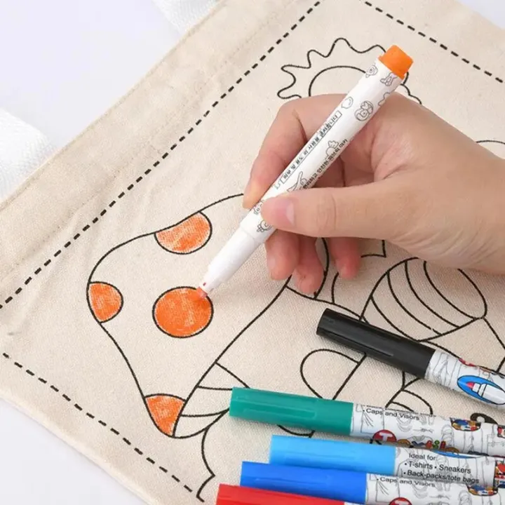 8 d/box Fabric Markers Pens Permanent Fade-Resistant Bright Colors ...