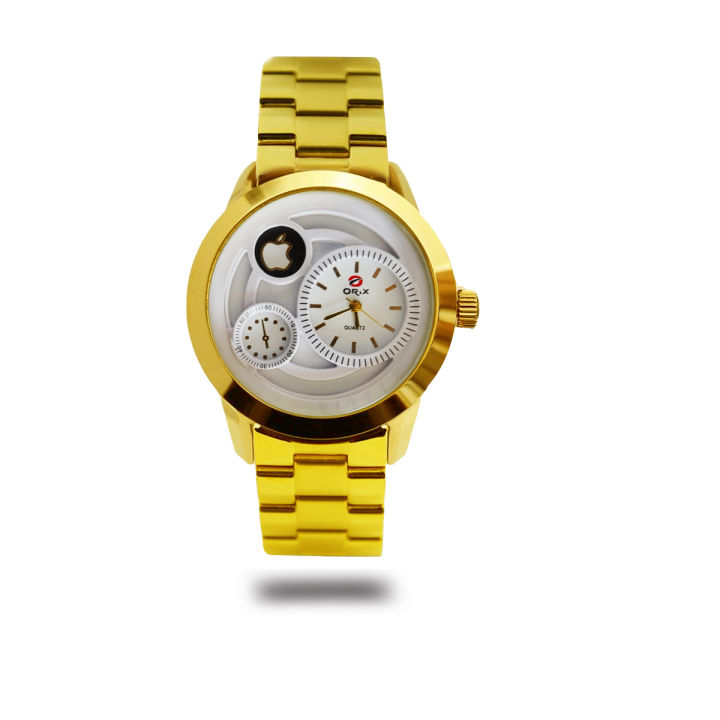 ORIX Mens Luxury Quartz Watch for Men Classic Golden Stainless Steel ...