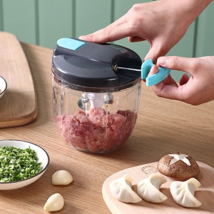 Hand Blender Hand Pull String Manual Food Chopper with Cover Powerful ...